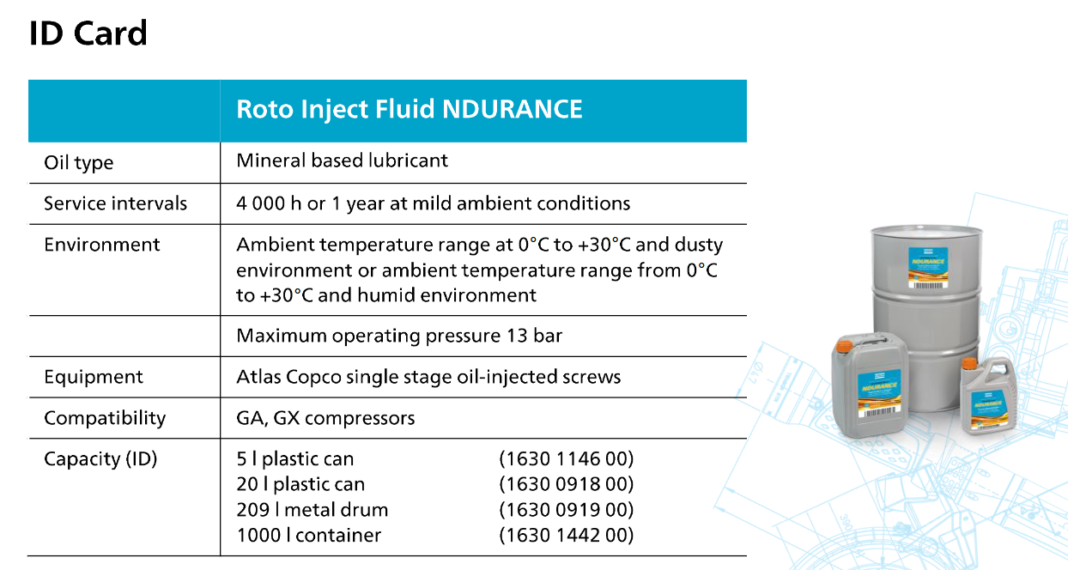Roto Inject Fluid NDURANCE de Atlas Copco, lubricante mineral de alta ...