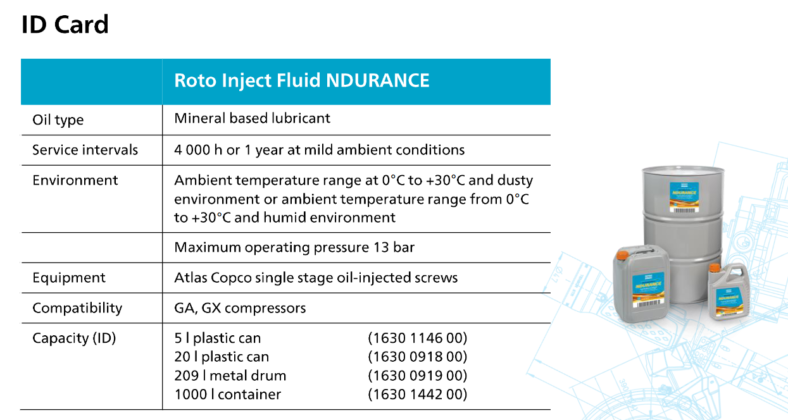 Roto Inject Fluid NDURANCE de Atlas Copco, lubricante mineral de alta ...